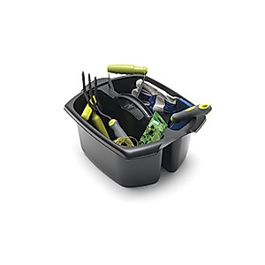 Addis Utility Cleaning Caddy with Twin Compartment and Handle, Black, 32 x 38.5 x 20 cm