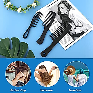 3Pcs Wide Tooth Comb, Large Tooth Combs Wide Tooth Curl Comb Shark Teeth Hair Hairstyle Tool for Curly Wet Wavy Thick Hair Wigs Barber Salon, Women Men (Black)