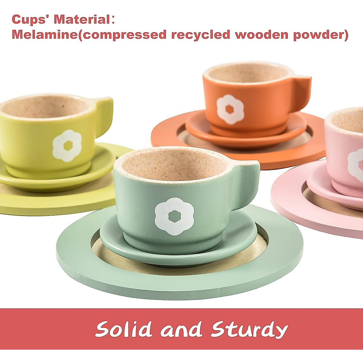 Giant bean 27PCS Wooden Toy Plates and Dishes for Kitchen Set,Montessori Kitchen Toys for Girls and Boys, Wooden Play Kitchen Accessories