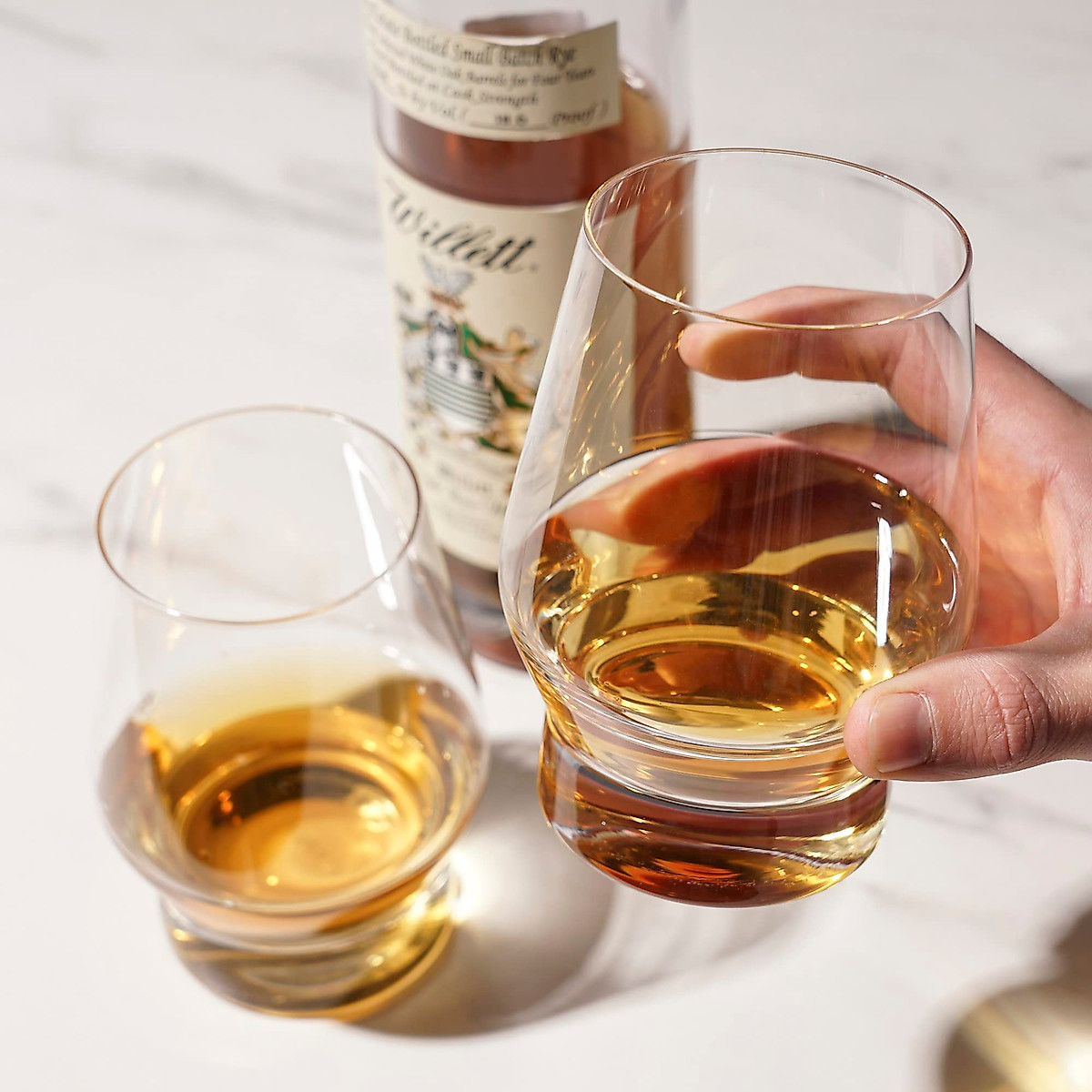 Viski Whiskey Glasses with Heavy Footed Base - Crystal Tumblers for Scotch, Bourbon, Cocktails - 18.5 Oz Set of 2