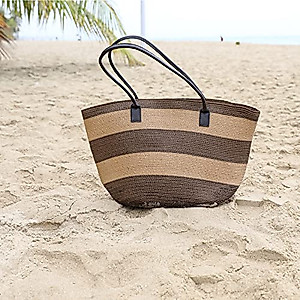 We We Large Canvas Straw Beach bag Pool Bag Waterproof Beach Tote Bags for Women Travel Shoulder Handbag