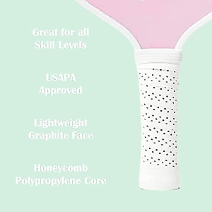 Coastal Sports Pickleball Paddle | USAPA Approved | Graphite Face & Honeycomb Polymer Core | Premium Grip | Lightweight (Pink)