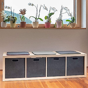 YUPPIE TONE 2 Pack Felt Chair Pads Square Memory Foam Seat Cushions for Dining Kitchen, Office, Lounge - 35 x 35 cm Dark Gray