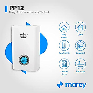 MAREY Power Pak 12 kW Electric Tankless Water Heater, White, Small