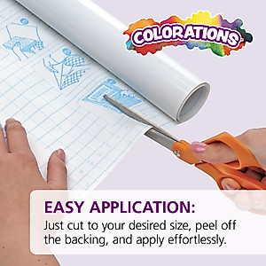 Colorations® Crystal Clear Cover, 18 inches x 65 feet, Protects Artwork, Artwork Saver, Self Adhesive Shelf Liner, Book Cover, Transparent Liner