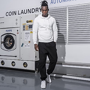 TOLOER Men's Hoodies Pullover Slim Fit Solid Color Sports Outwear Sweatshirts White XX-Large