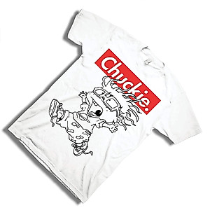 Nickelodeon Mens 90's Classic Shirt - Rugrats Chuckie Classic T-Shirt (White, Medium)