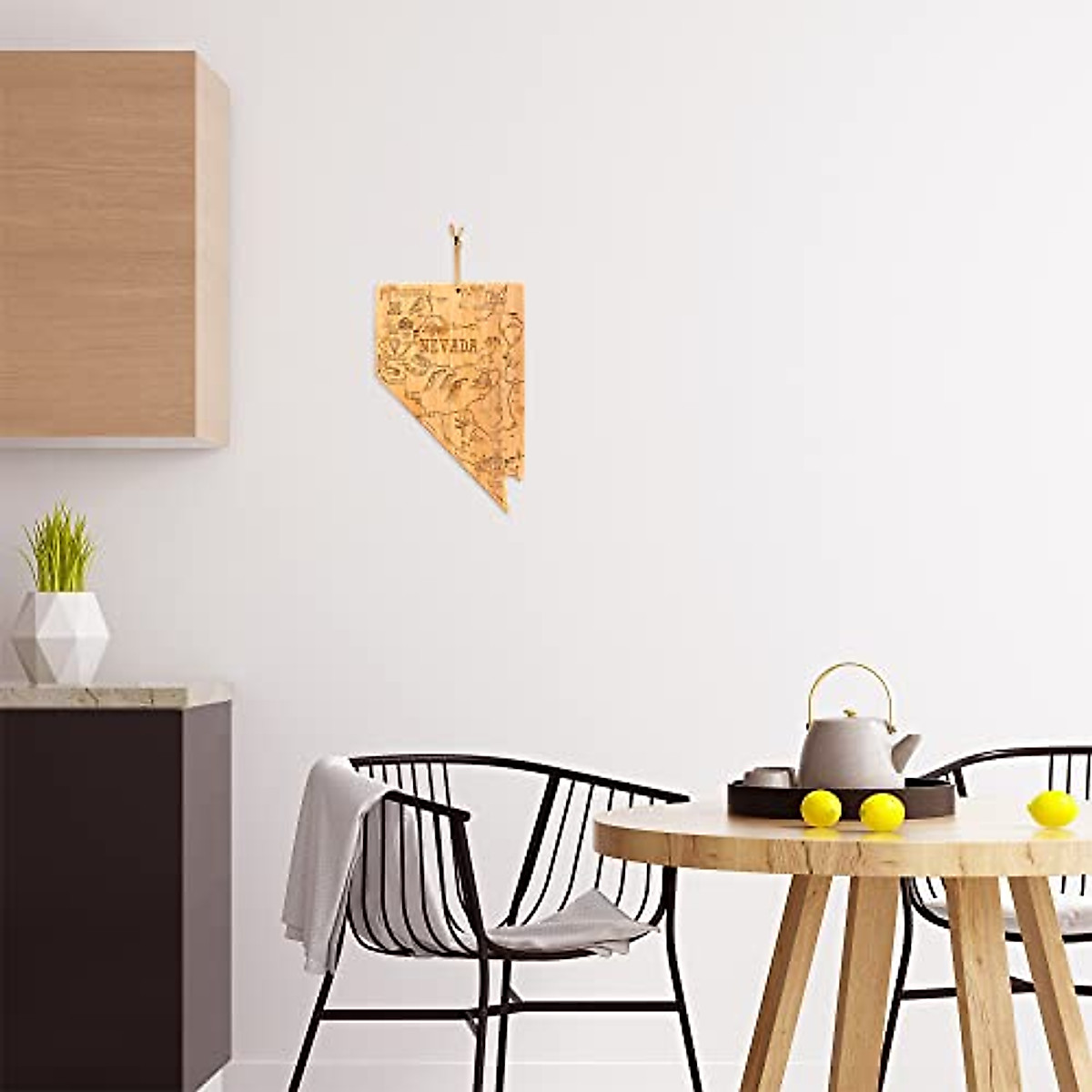 Totally Bamboo Destination Nevada State Shaped Serving and Cutting Board, Includes Hang Tie for Wall Display