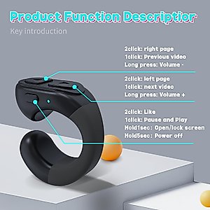 SSOBZELR Tiktok Trending Bluetooth Smart Scrolling Ring Kindle App Remote Page Turner with Cell Phone Stands Wireless Camera Shutter Selfie Button - Compatible with iPhone Ipad Android (Black)
