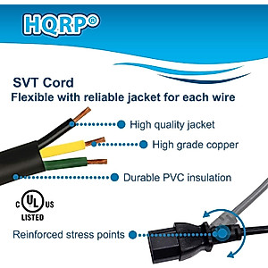 HQRP 10ft AC Power Cord for Yamaha RX-A710 Receiver, Mains Cable plus HQRP Euro Plug Adapter