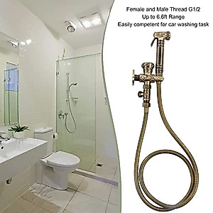 NDNCZDHC Bidet Sprayer G1/2 Female Male Thread Toilet Sprayer with Angle Valve Single Handle 6.6ft Range Antique Copper Bidet Attachment for Toilet