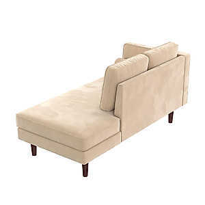 DHP Nola Mid Century Modern Upholstered Daybed and Chaise Lounger, Ivory Velvet