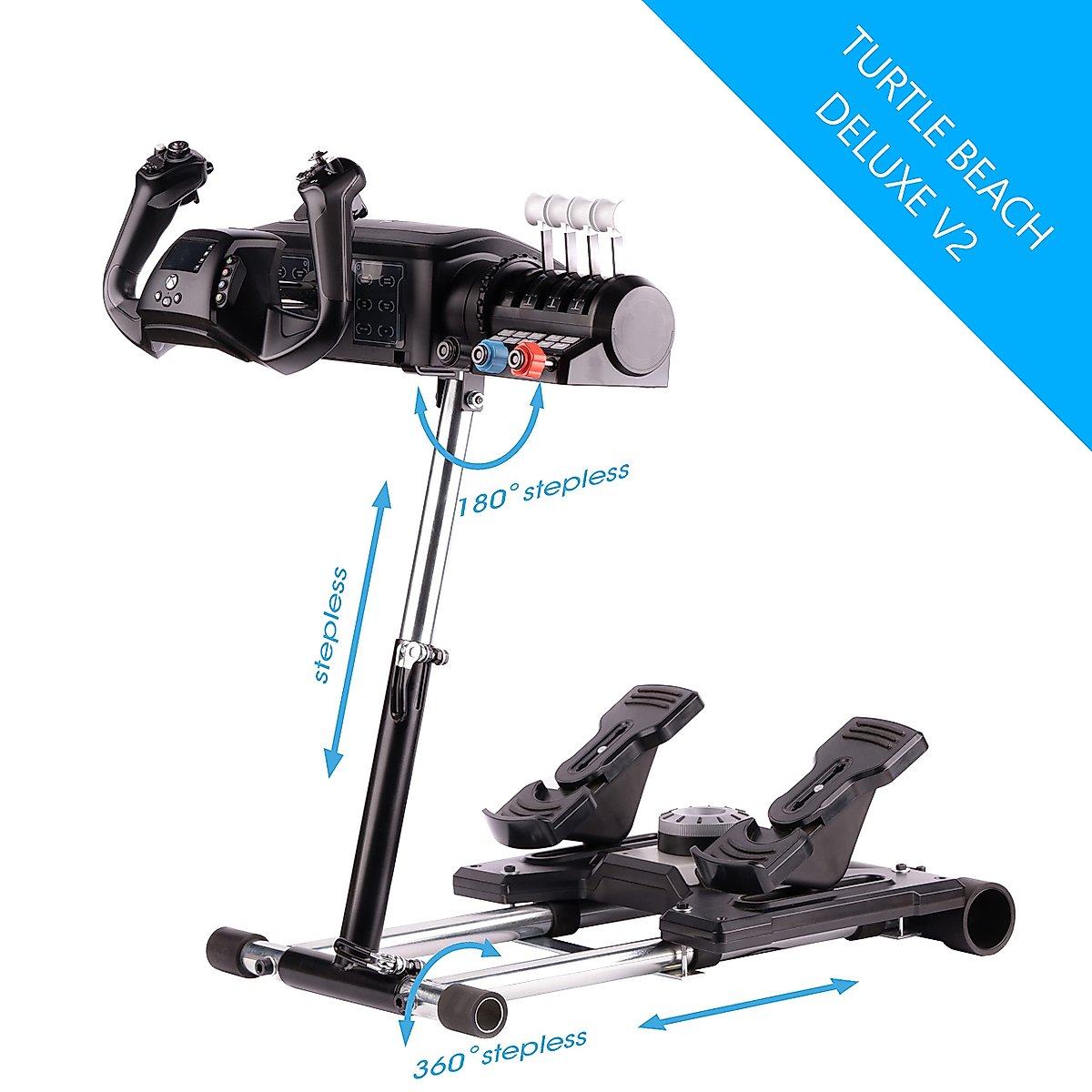 Wheel Stand Pro TB Flight Stand Compatible with Turtle Beach VelocityOne Flight Yoke, Throttle and TB rudders, Also Compatible with Saitek/Logitech Rudders. Flight gear not included.