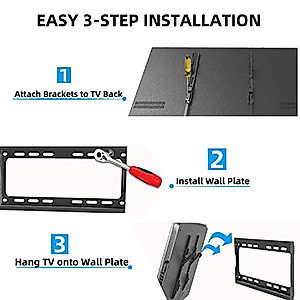 Tilting TV Wall Mount for Most 26-60 Inch TVs, Tilt TV Mount with Quick Release Lock, Low Profile Wall Mount TV Bracket Max VESA 400x400mm, Holds up to 99 lbs, Fits 8''-16'' Studs by USX STAR