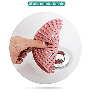 2 Pack Shower Drain Hair Catcher,Durable Shower Drain Cover Protectors Silicone Hair Clog Stopper for Bathroom Bathtub Kitchen Easy to Install and Clean Suit (Pink,Cyan)