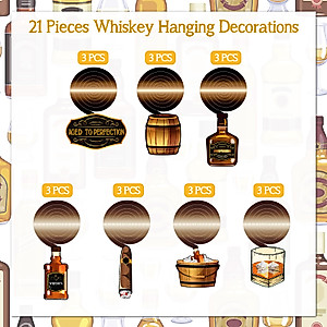 WEEPA 21 Pcs Whiskey Birthday Party Decorations for Men Aged to Perfection Party Supplies Whiskey Party Hanging Swirls Beer Themed Party Decorations for 30th 40th 50th Birthday Decorations
