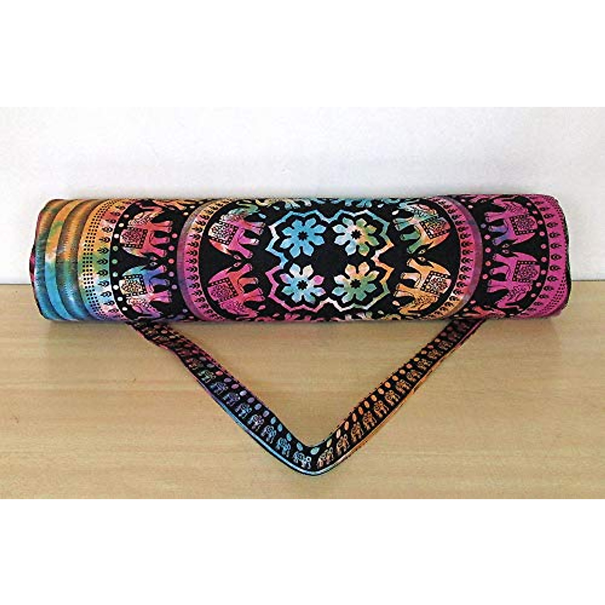 ICC Yoga Mat Bag for Women & Men,Travel Yoga Gym Bag for 1/4" 1/3" Thick Exercise Yoga Mat, Full-Zip Yoga Mat Carrier Bag for Class workout Park with Pockets and Adjustable Strap Multi Elephant