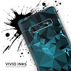 DesignSkinz Turquoise and Black Geometric Triangles Protective Vinyl Decal Wrap Skin Cover Compatible with The Samsung Galaxy S20 (Screen Trim & Back Glass Skin)