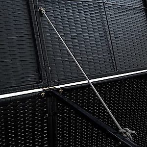 vidaXL Double Wheelie Bin Shed Poly Rattan Wicker Black Garden Dustbin Storage