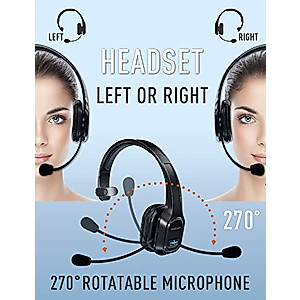 WUGEUSCH Wireless Headset with Microphone -Noise Canceling Headphones with Mic -Bluetooth On-Ear Earphones for Trucker, Office Work, Video Calling, Call Center -32H Talk Time, Clear Audio Transmission
