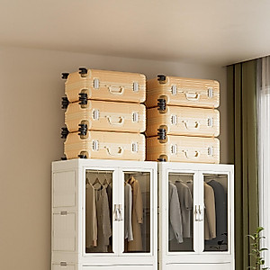 JH Spracely 470L Storage Bins with Lid,Stackable Storage Bins,4-Pack Stackable Storage bin for Closet, Collapsible Closet Organizer with Wheels,Easy to Clean&Assemble