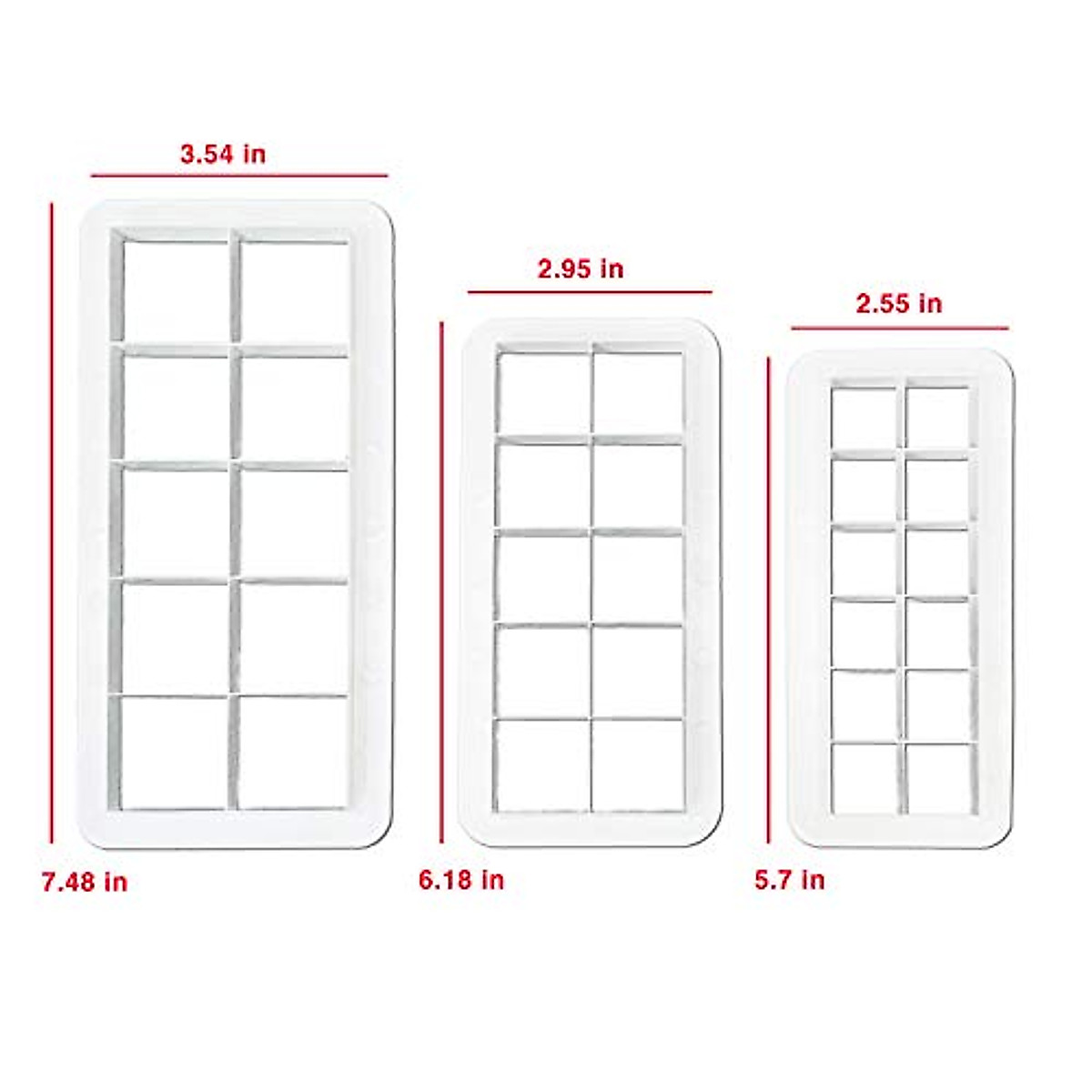 Clever Monster Square Cookie Cutter Set, Geometric Multicutter Square Cake Fondant Cutter, 3 Size Square Biscuit Cutters Cake Decorating