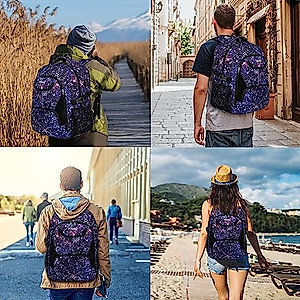Laptop Backpack Bookbag for College Travel Business with USB Charging Port, Slim Laptop Backpack Work Bag, Anti Theft Durable Water Resistant Computer Bag Fit Laptop Up to 17.3 Inch, Galaxy - Purple