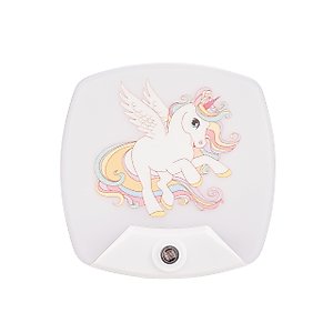 2 Pack - Cartoon Unicorn LED Plug-in Night Light for Kids - Wall Lamp Take Good Care Children Sleep Light Sensor Auto Controlled Nightlights for Baby Nursing C