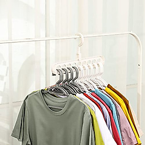 White Magic Hangers Space Saving Clothes Hangers,Closet Organizers and Storage,Smart Space Saver Sturdy Plastic Hangers with 9 Holes for Heavy Clothes,College Dorm Room Essentials For Wardrobe 10 Pack