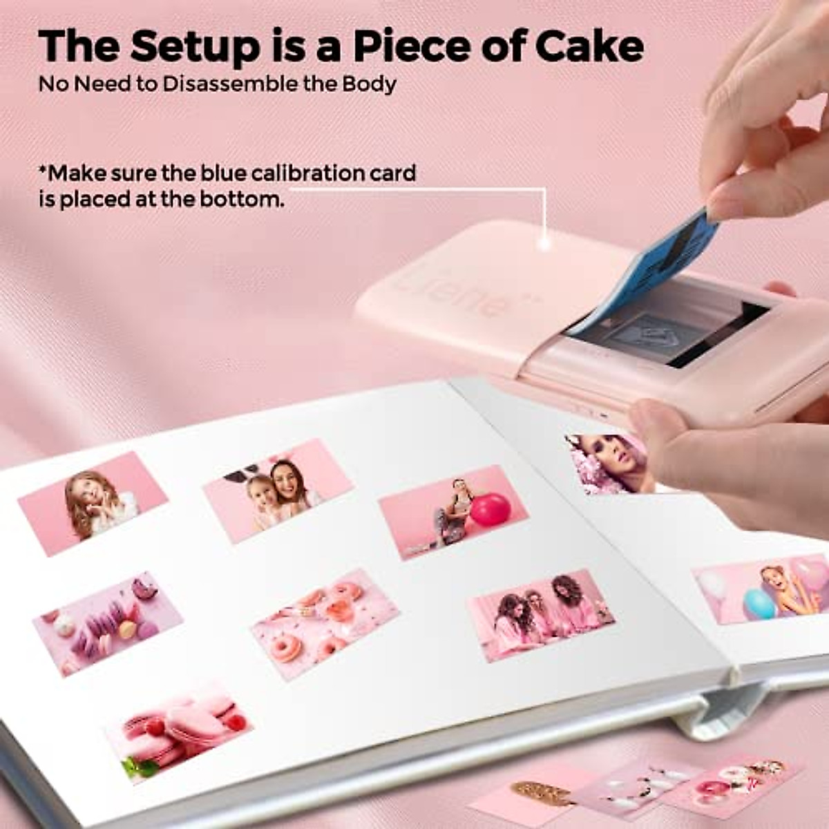 Liene Photo Printer, 2x3 Mini Instant Portable Instant Printer w/ 50 Zink Adhesive Paper, Bluetooth 5.0, Compatible w/iOS & Android, Small Photo Printer for iPhone, Smartphones, Pink