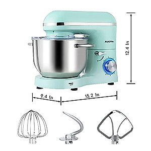 Aucma Stand Mixer,6.5-QT 660W 6-Speed Tilt-Head Food Mixer, Kitchen Electric Mixer with Dough Hook, Wire Whip & Beater (6.5QT, Blue)
