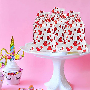 eyigylyo Valentine's Day Heart Burlap Bag with Drawstring, 12 PCS Valentine Treat Candy Bag Gift Jewelry Pouches for Valentine's Day Wedding Festival Party Supply,(5 x 7 Inch)