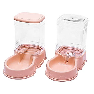 gazechimp Automatic Pet Feeder Water Dispenser Feeding Bowls Dish for Small Medium Large Dog Pets Kitten Big Capacity 3.5L, Pink Food Feeder