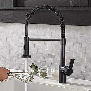 Kitchen Sink Faucet for Bar Farmhouse Commercial, Black/Brushed Kitchen Faucet, Deck Mounted Hot Cold Water Mixer Faucet, Spring Kitchen Pull Down Mixer Crane, 2 Function Spout ( Color : Black Bronze