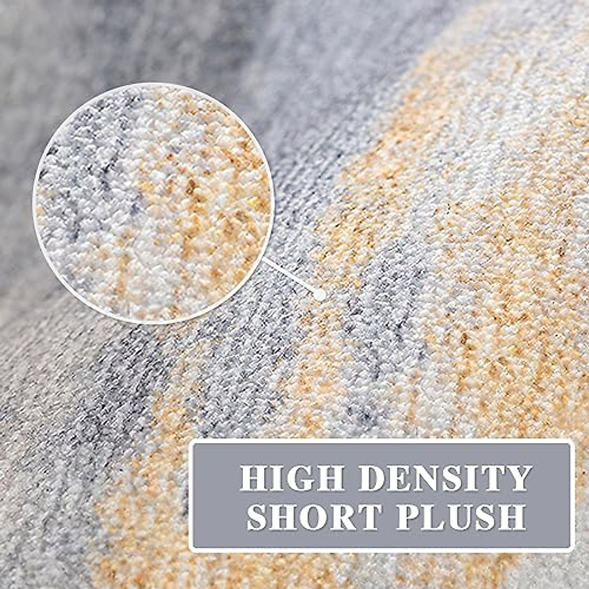 Area Rug for Bedroom, 8 x 10 Feet Indoor Soft Fluffy Large Carpet with Low Shaggy for Bedroom Dining Room Home Office Decor Under Kitchen Table Washable Yellow Black Gray Geometric Stripes