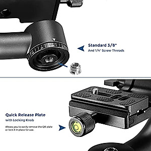 Neewer Professional Heavy Duty Metal 360 Degree Panoramic Gimbal Tripod Head with Standard 1/4'' Quick Release Plate and Bubble Level for DSLR Cameras up to 30lbs/13.6kg