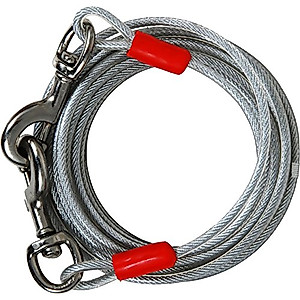 Petmate Heavy Duty Vinyl Tie Out Cable - Clear Break Strength 2000 Lbs -15 Ft Cable, Silver