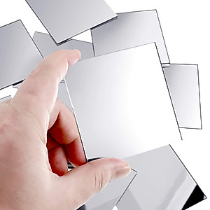 Jetec 25 Pieces Mini Size Acrylic Square Mirror Adhesive Small Square Mirror Craft Mirror Tiles for Crafts and DIY Projects Supplies(3 Inches)