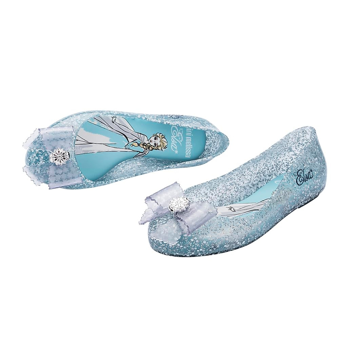 mini melissa Sweet Love + Disney Princess Ballet Flats for Kids, Elsa, 1