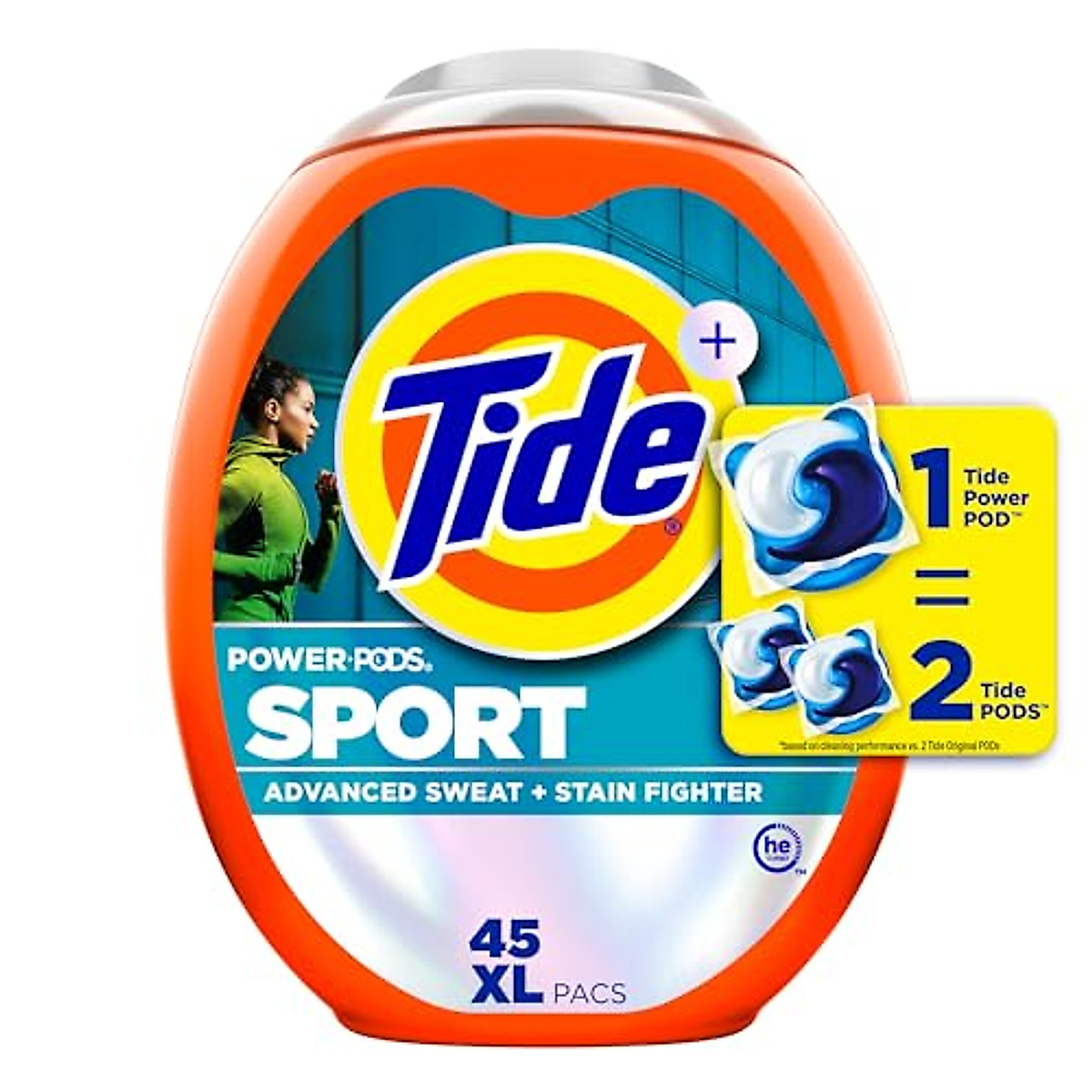 Tide Power Pods Laundry Detergent Pacs with Febreze Sport, 45 Count, Febreze Freshness with Sport Odor Defense