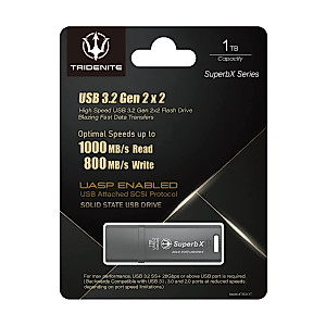 TRIDENITE Portable SSD 1TB Solid State USB Drive, USB 3.2 Gen2x2 SuperSpeed+, UASP Compatible, SuperbX Metal Body Protection. Ultra Speeds up to 1000MB/s Read, 800MB/s Write