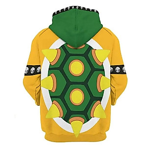 fczfczklk Super Brothers Peach Luigis Bowser 3D Printed Hooded Sweatshirt pullover Cosplay Comics Costume (Small, Yellow)