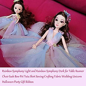 AUEAR, 2 Pack Total 60 Feet x 6inch Glitter Tulle Netting Rolls for Table Runner Chair Sash Bow Wedding Unicorn Party Pet Tutu Skirt Sewing Crafting Fabric Birthday Gift Ribbon (Rainbow Pack)