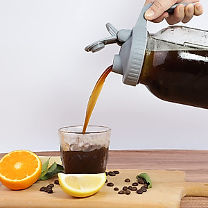 Cold Brew Coffee Maker Mason Jar 2 Quart Iced Coffee Pitcher 64oz With Filter Half Gallon Glass Mason Pitcher Spout Lid With Handle For Fridge Iced Coffee Tea Lemonade Fruit Drinks Container