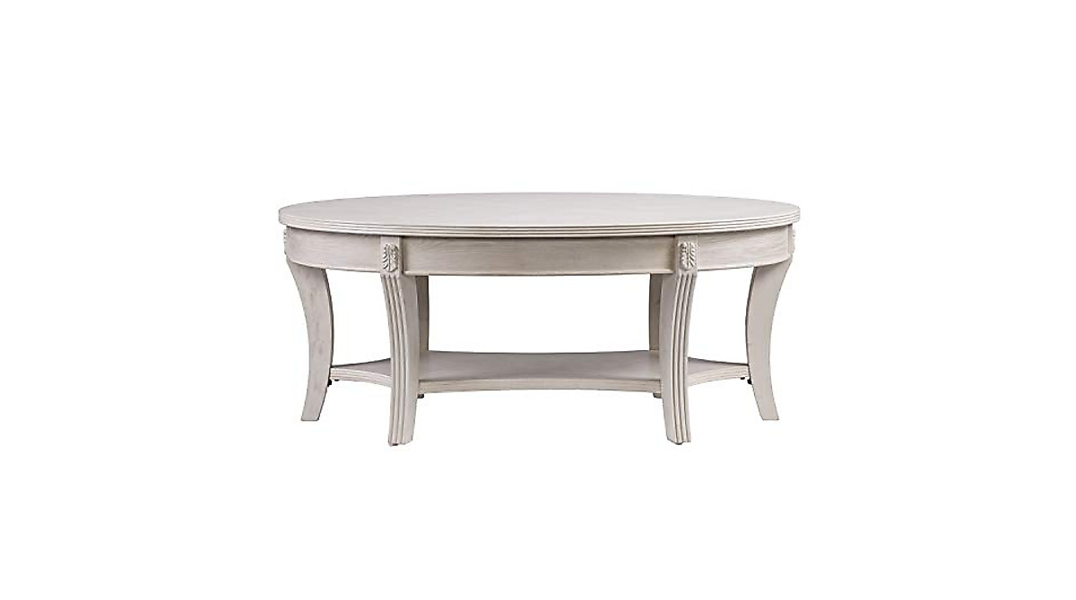 SEI Furniture Laverly Oval Coffee Table - Whitewash Chic