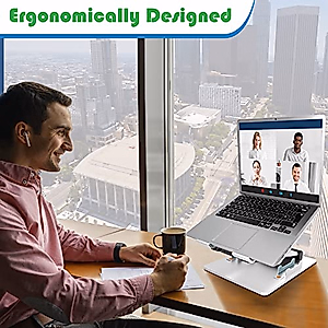 Laptop Stand for Desk – Stable Laptop Riser for Desk – Height & Angle Adjustable Laptop Stand – Sturdy, Aluminium PC & MacBook Stand – Laptop Holder for 11” to 17” Laptops by Pivot World