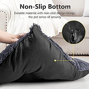 JOEJOY Large Dog Bed Crate Pad, Deluxe Plush Washable Dog Beds Fulffy Soft Kennel Pad Anti-Slip Pet Sleeping Mat for Extra Large Medium Small Dogs, 40" x 27", Grey