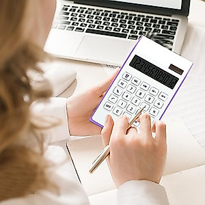 Purple Calculator, UPIHO Purple Office Supplies and Accessories, 10 Digits Solar Battery Basic Office Calculator, Dual Power Desktop Calculator with Large LCD Display, Purple Office Supplies