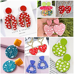 Juome Valentine's Day Silk Screen Stencils for Polymer Clay, 3Pcs Reusable Silk Screens Printing Kit for Polymer Clay Cutters, Polymer Clay Tools for Earring Jewelry Making