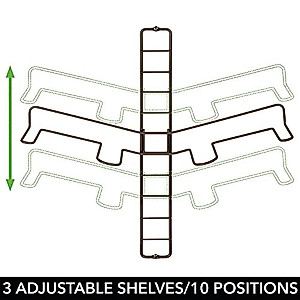 mDesign Modern Metal Shoe Organizer Display & Storage Shelf Rack - Adjustable Shelves Hang & Store Kicks, Running, Basketball, Tennis Shoes - 3 Tier, Each Wall Mount Unit Holds 6 Shoes, 2 Pack, Bronze